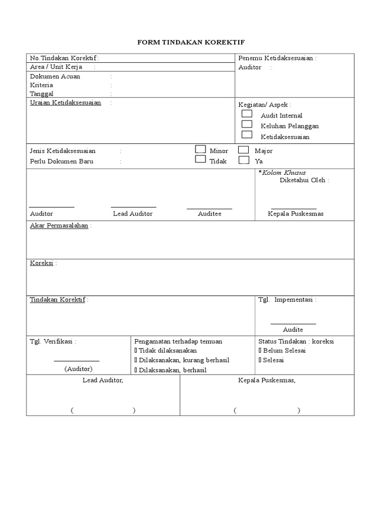 3.1.6.5 Form Tindakan Korektif | PDF