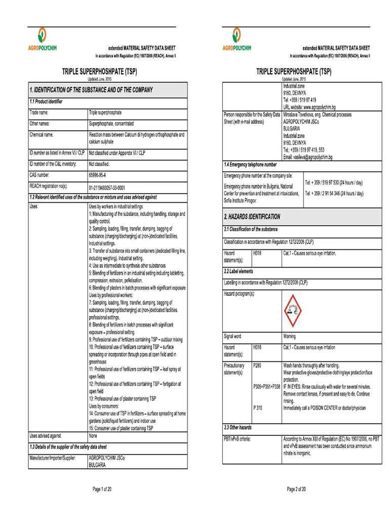 Referensi MSDS Pupuk TSP | PDF