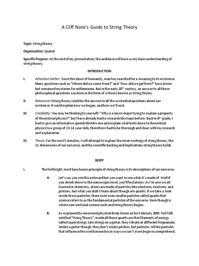 A Cliff Note's Guide To String Theory | PDF | Elementary Particle | String Theory