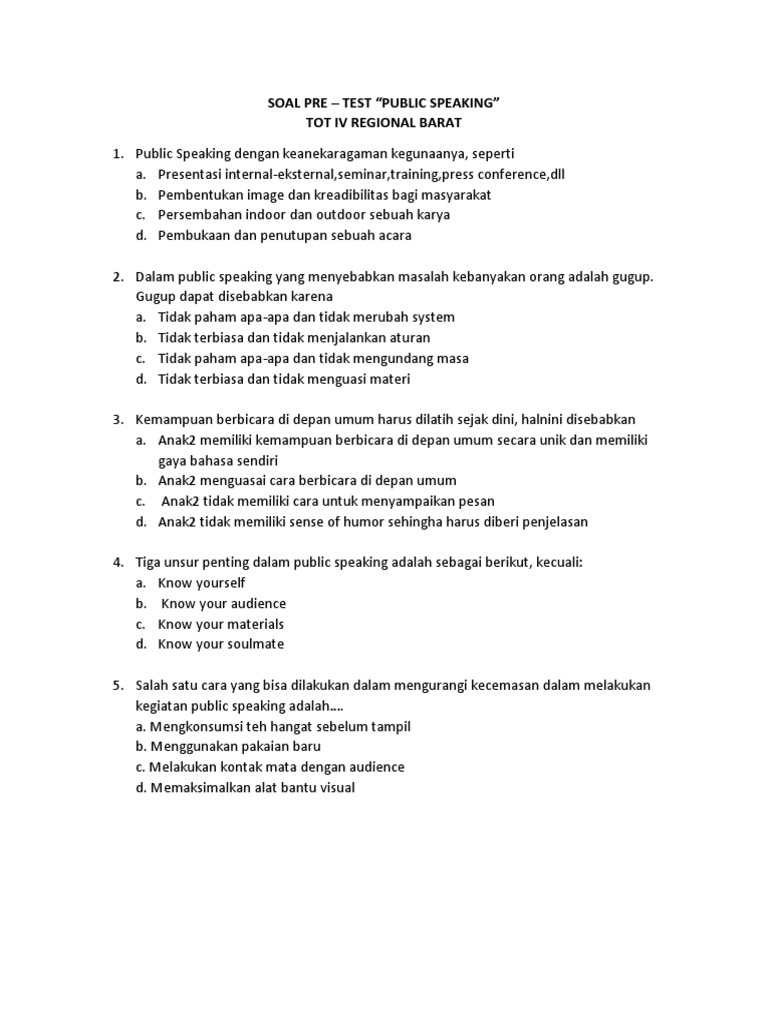 Soal Public Speaking | PDF
