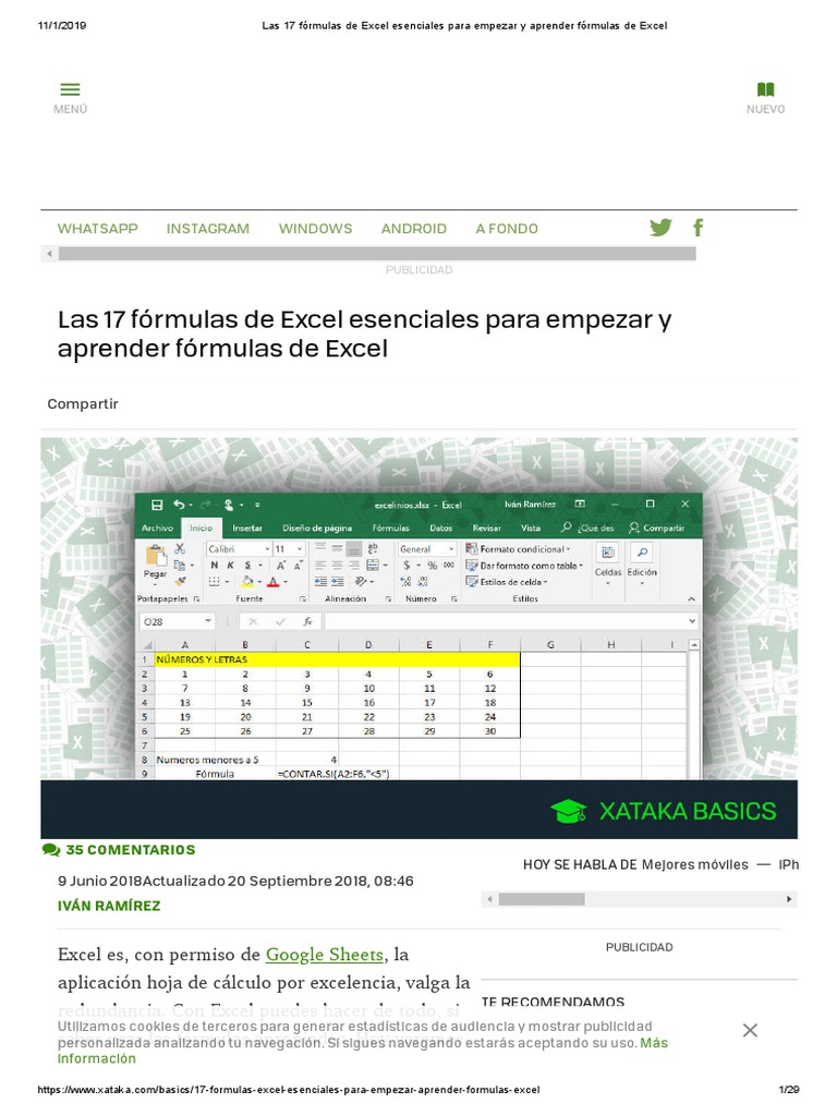 Las 17 Fórmulas de Excel Esenciales para Empezar y Aprender Fórmulas de ...