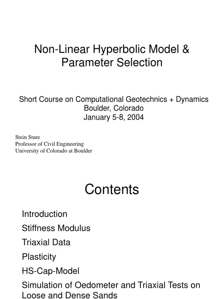 Non-Linear Hyperbolic Model & Parameter Selection | PDF | Young's ...