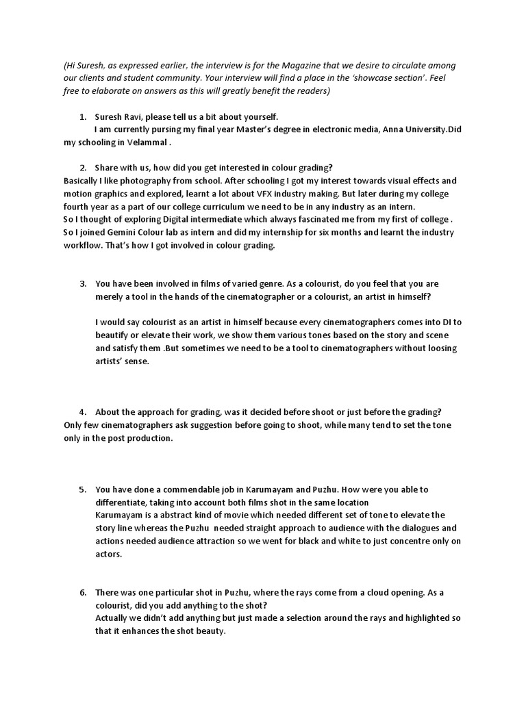 Interview With Suresh Ravi | PDF | Career & Growth | Language Arts ...