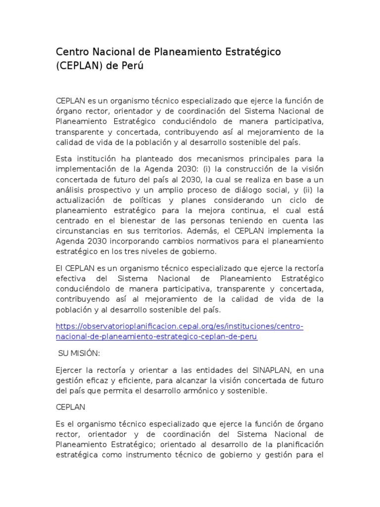 Cplan | PDF | Planificación | Perú