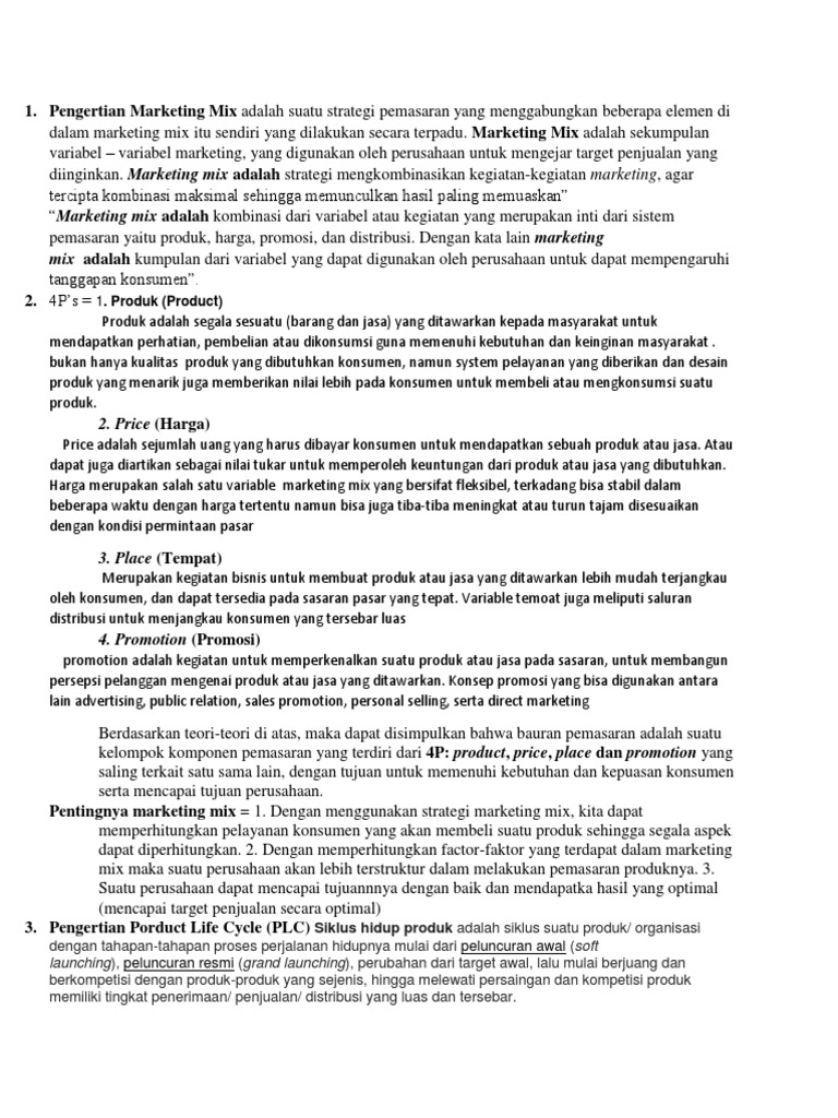 Kisi - Kisi Uas Pemasaran | PDF