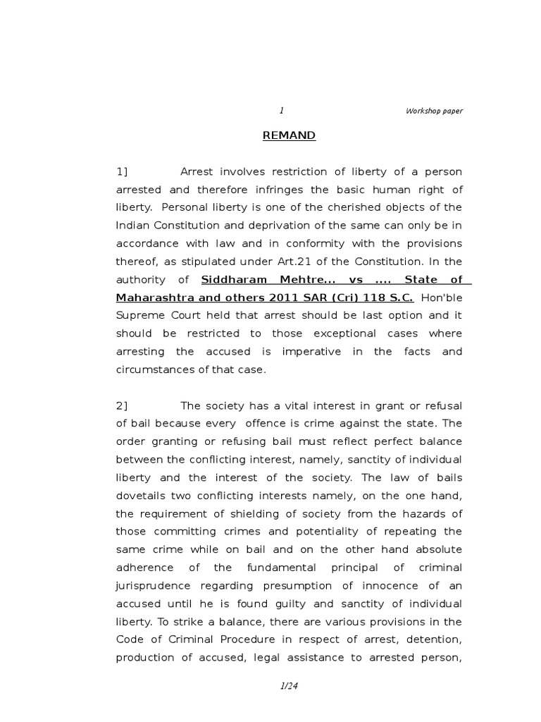 Remand: Workshop Paper | PDF | Bail | Arrest