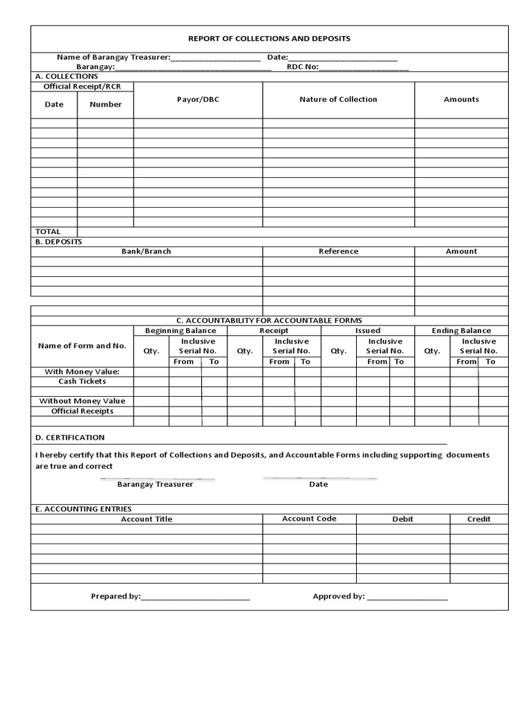 Report of Collections and Deposits | PDF | Finance & Money Management | Law