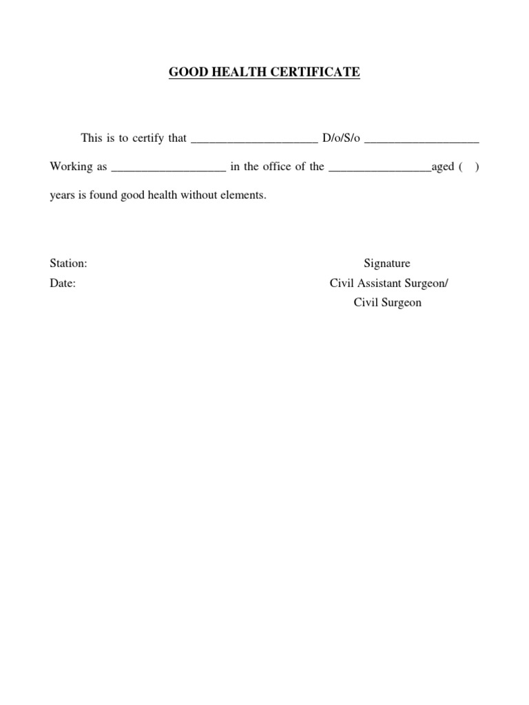 Health Certificate | PDF