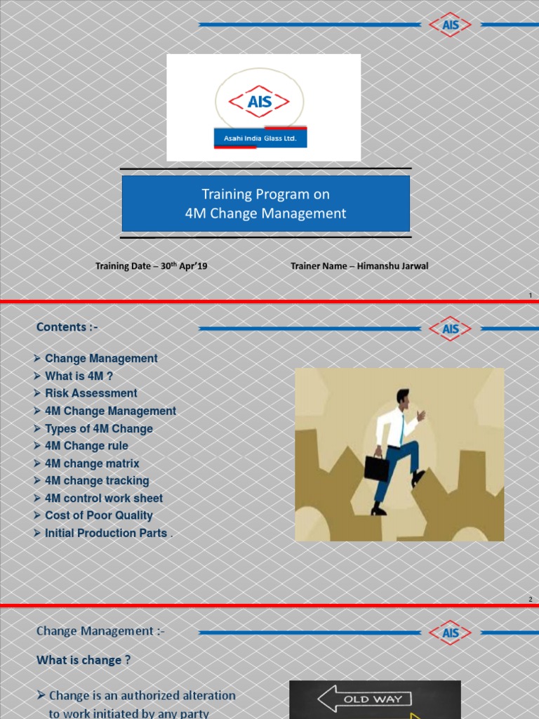 4M Change Management Training Overview | PDF | Risk | Engineering