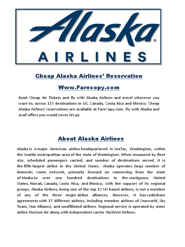 Alaska Airlines Reservation Guide | PDF | Alaska | Airlines