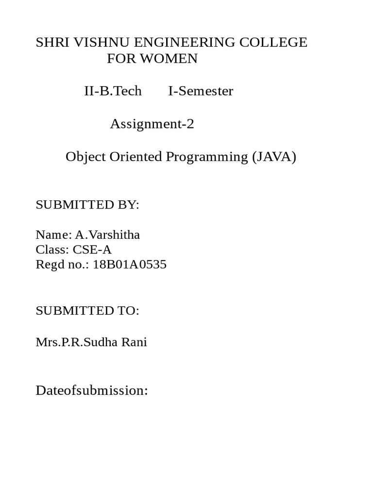 Shri Vishnu Engineering College For Women II-B.Tech I-Semester ...