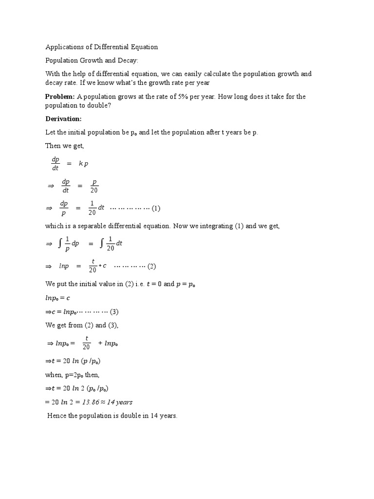 Application of Differential Equation | PDF