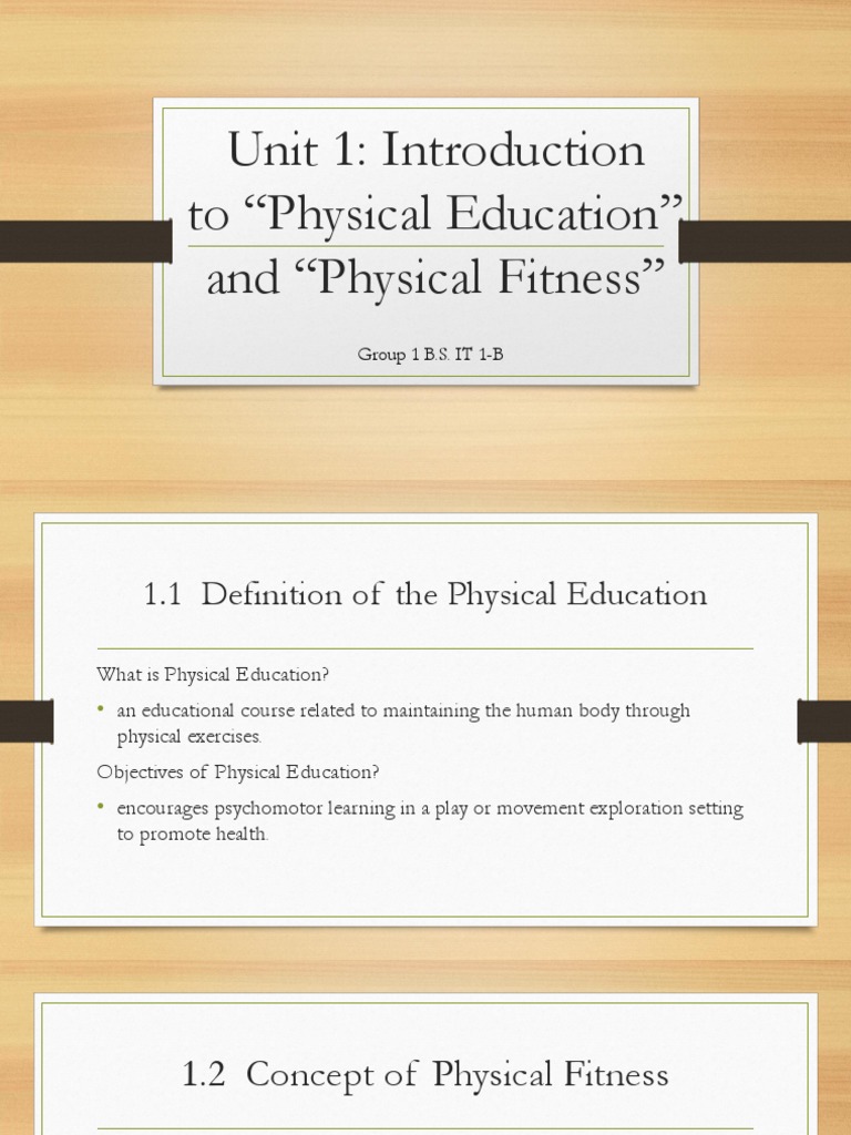 Unit 1: Introduction To "Physical Education" and "Physical Fitness ...