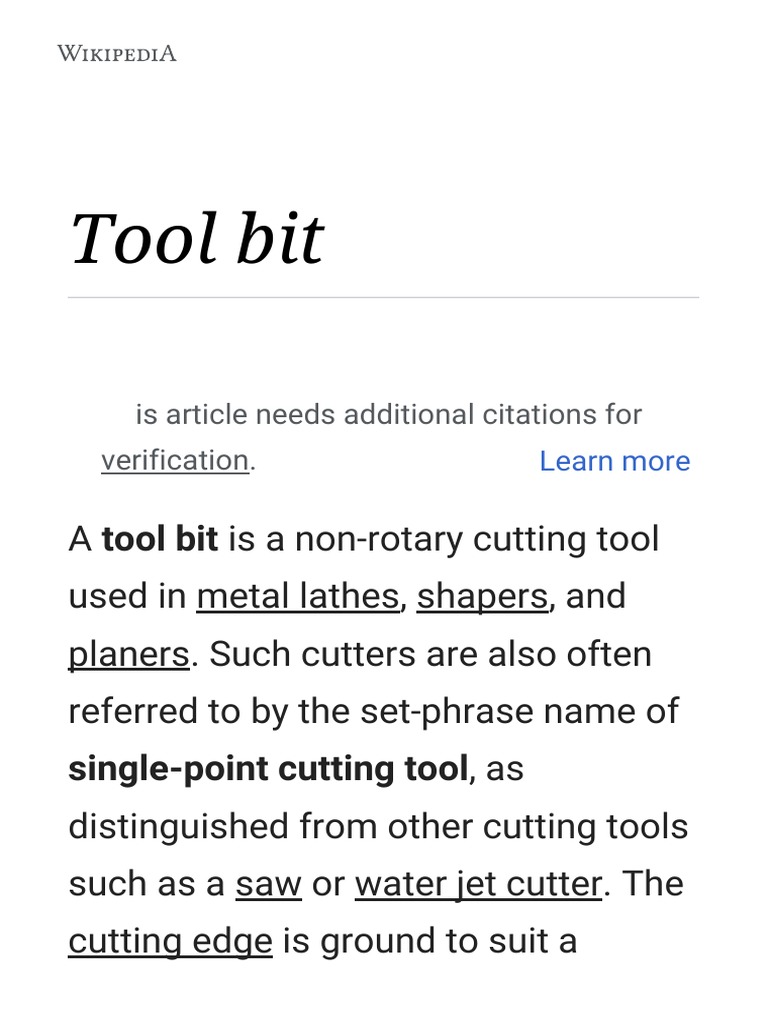 Tool Bit - Wikipedia | PDF | Industrial Processes | Metals