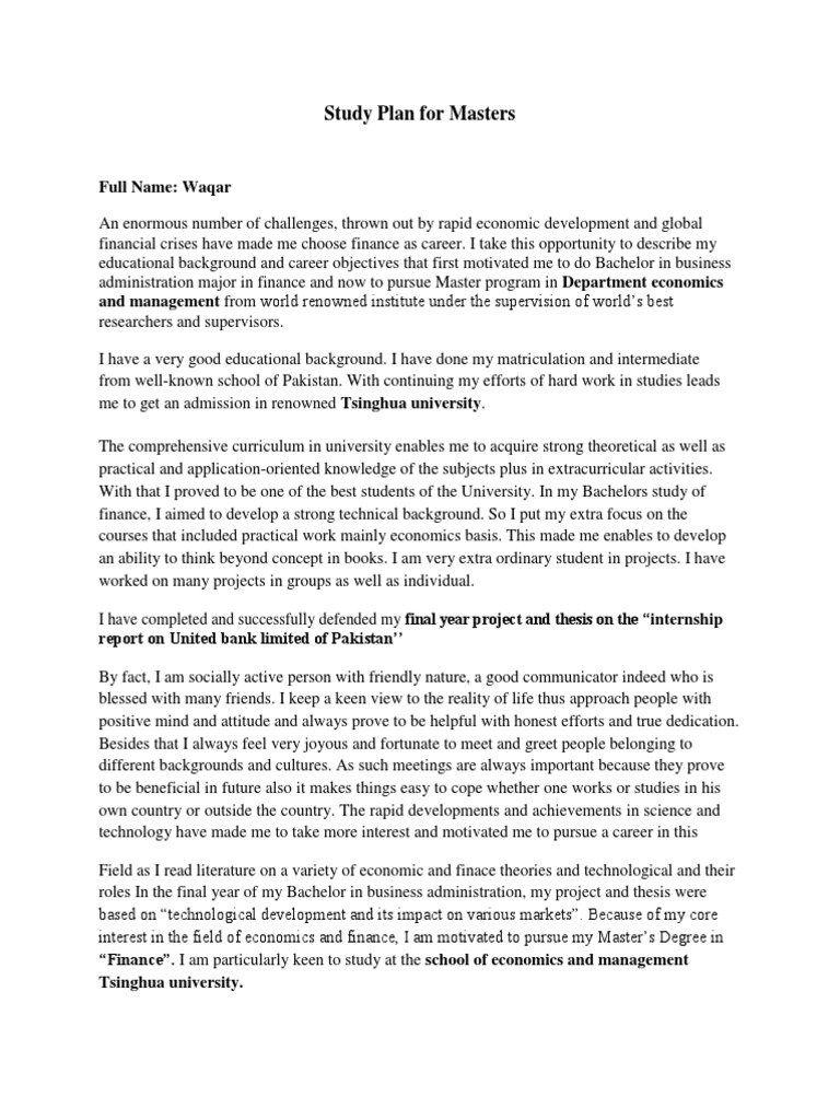 Study Plan For Masters: I Have Completed and Successfully Defended My ...