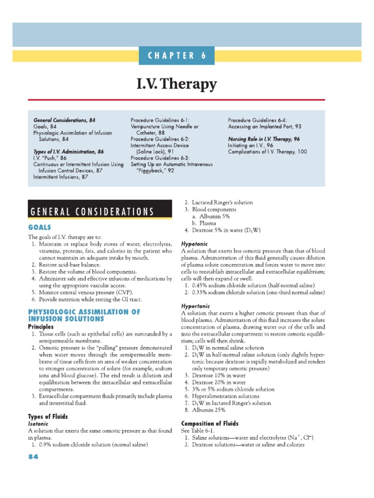 IV Therapy Lippincott Manual of Nursing Practice | PDF | Intravenous ...