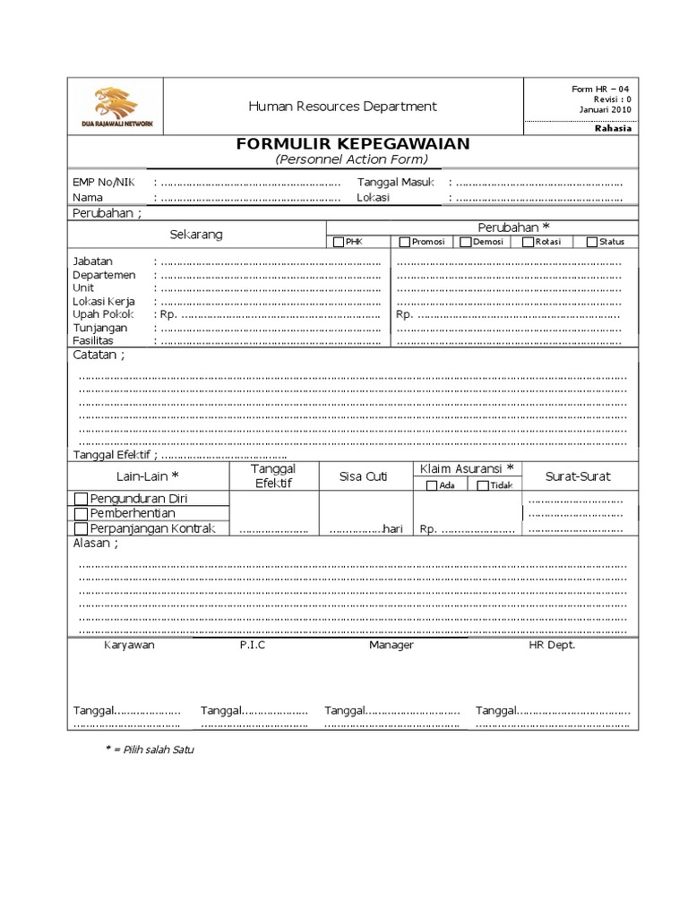 04 - Form Kepegawaian | PDF