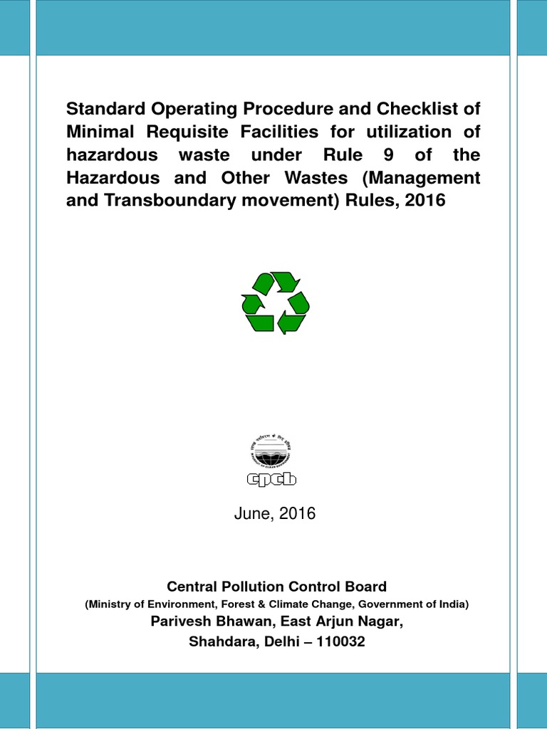 CPCB SoPs For Utilisation of HW July2016 PDF | PDF | Waste | Hazardous ...