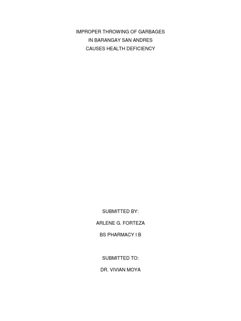 Improper Throwing of Garbages | PDF | Storm Drain | Waste