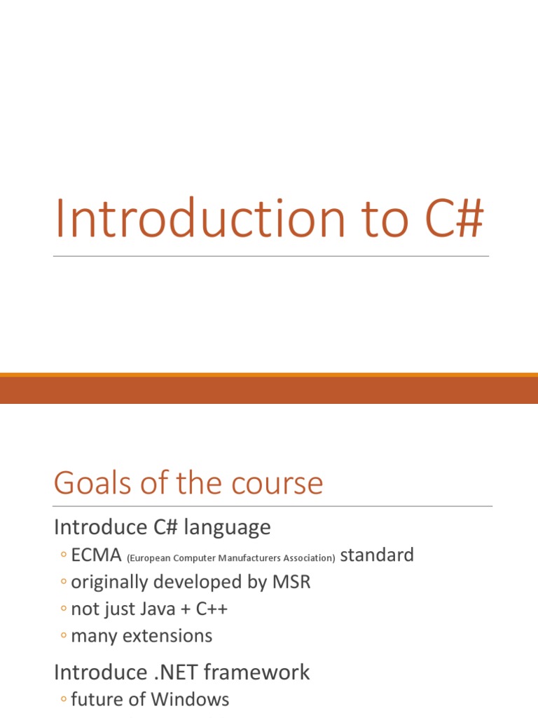 2 Intro To C Pdf C Sharp Programming Language Component 