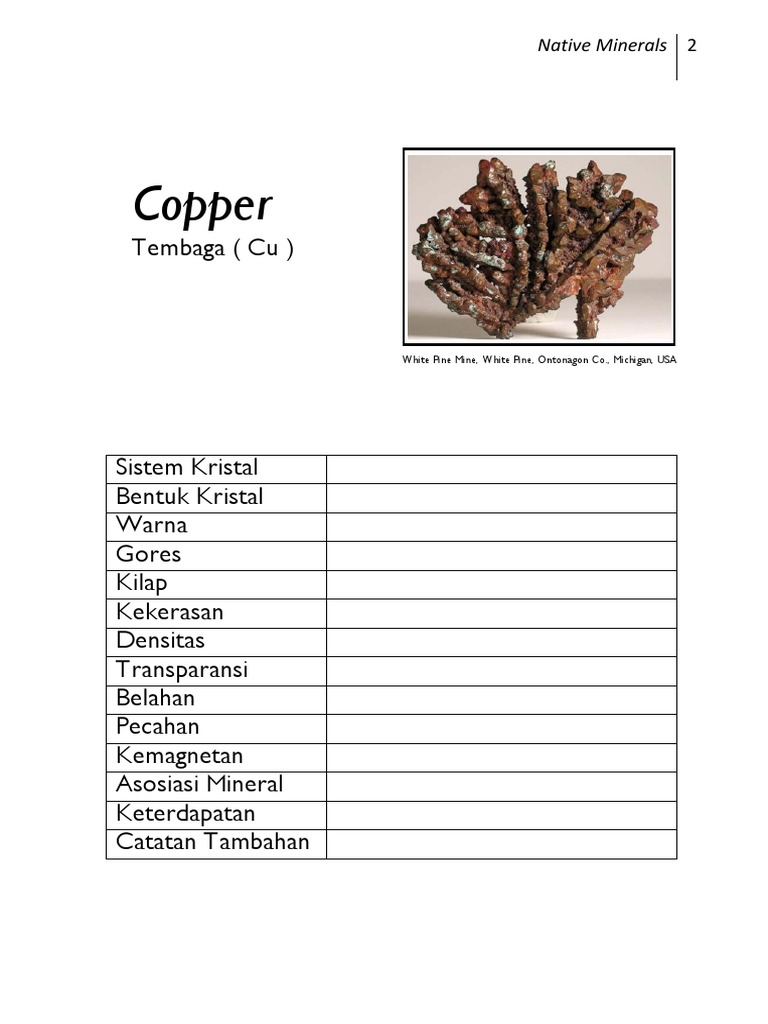 Descriptions of native mineral specimens from around the world ...
