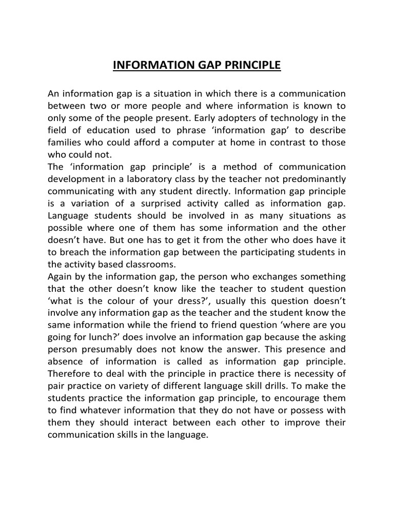 Information Gap Principle | PDF