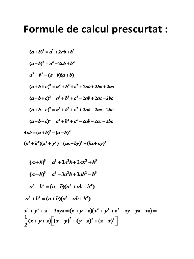 Formule de Calcul Prescurtat | PDF