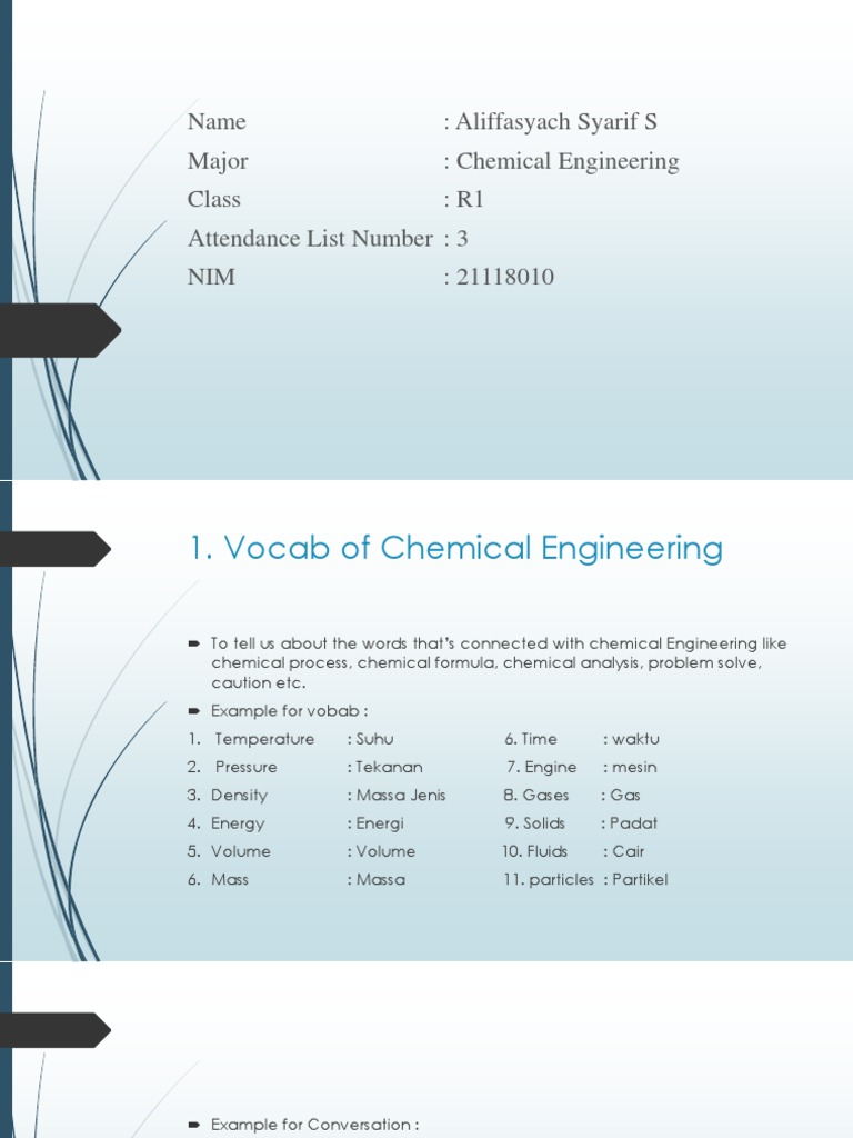 Name: Aliffasyach Syarif S Major: Chemical Engineering Class: R1 ...