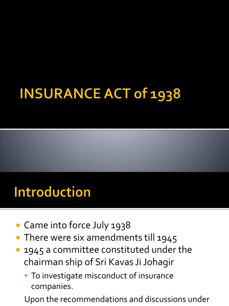Insurance Act 1938 | PDF | Insurance | License