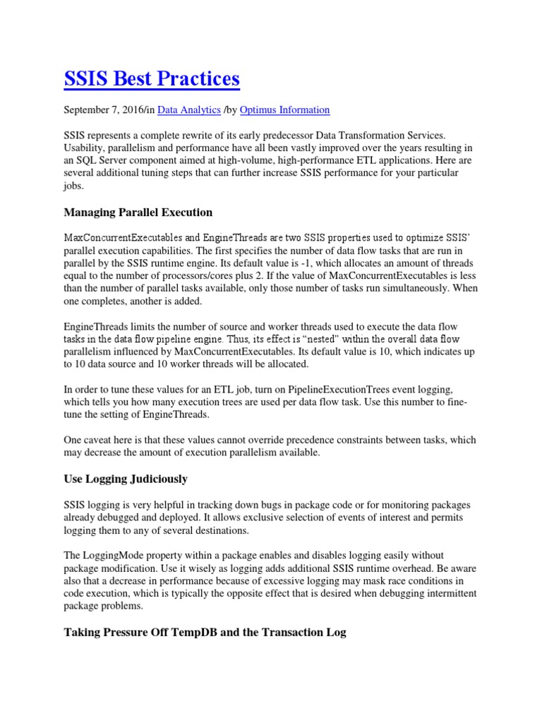 SSIS Best Practices | PDF | Microsoft Sql Server | Parallel Computing