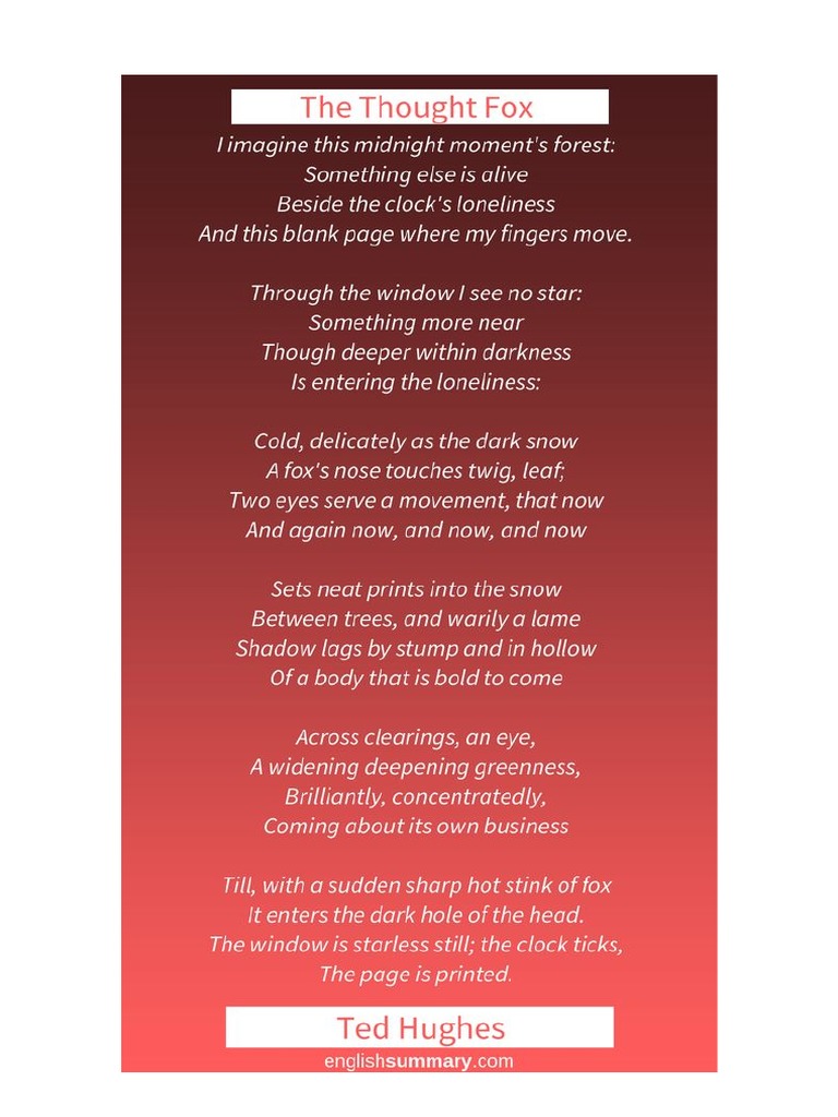 Ted Hughes' the Thought Fox | Poetry | Thought