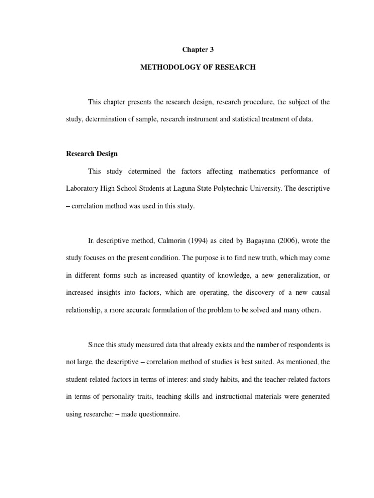 Example Chapter 3 | PDF | Research Design | Learning