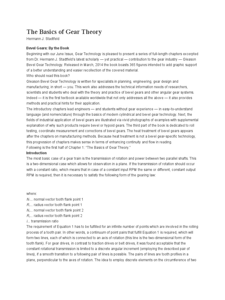 The Basics of Gear Theory | PDF | Gear | Rotation Around A Fixed Axis
