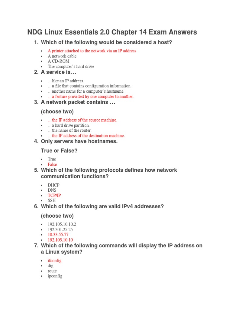 NDG Linux Essentials 2.0 Chapter 14 Exam Answers: A Printer Attached To ...