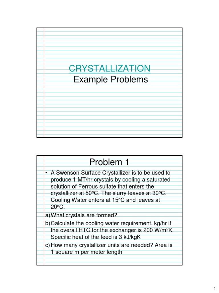 Crystallization: Example Problems | PDF