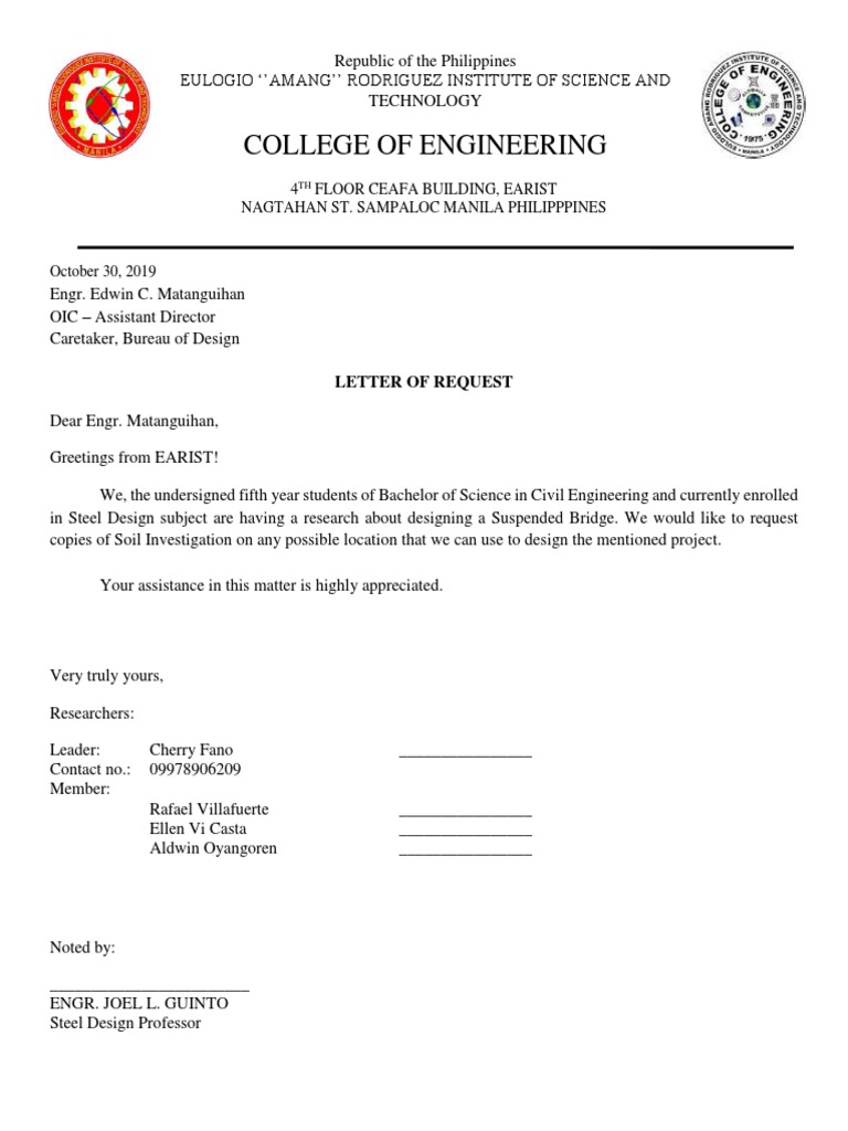 College of Engineering: 4 Floor Ceafa Building, Earist Nagtahan St ...