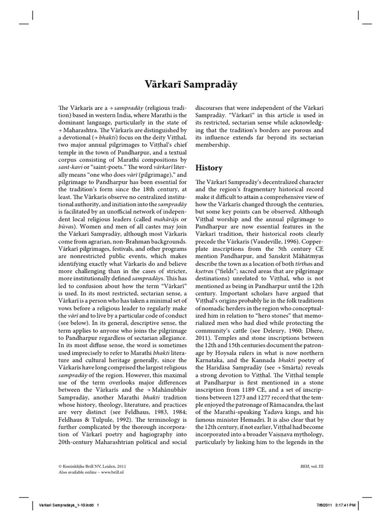 Vārkarī Sampradāy: History | PDF | Bhakti | Indian Religions