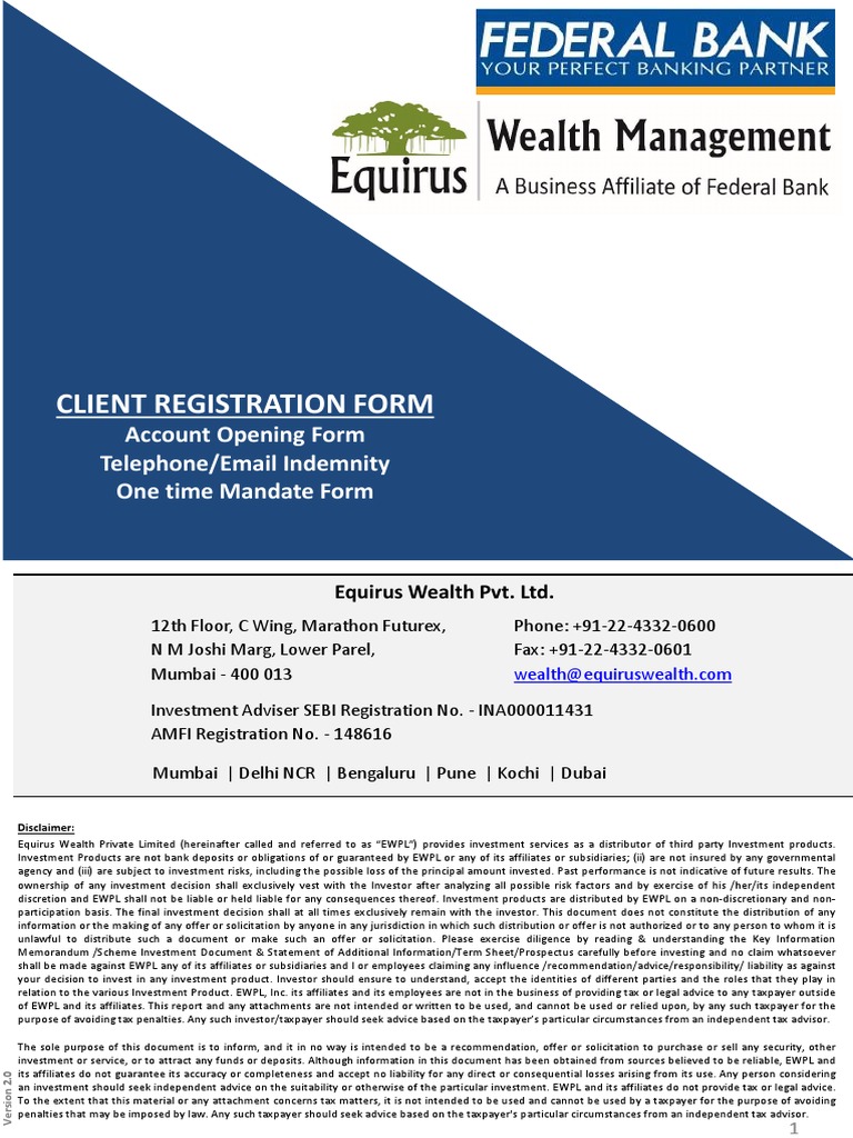 Client Registration and Investment Forms | PDF | Securities (Finance ...