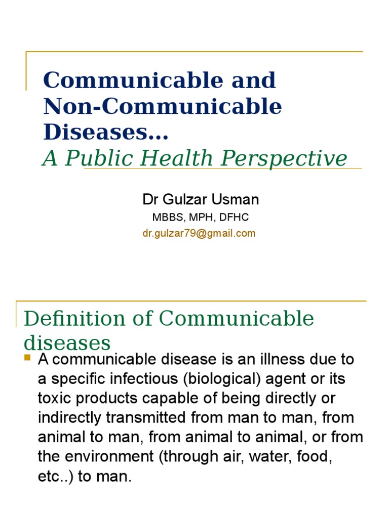 Communicable vs Non-Communicable Diseases | PDF | Transmission ...