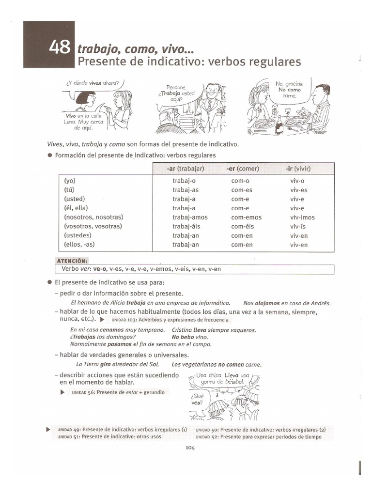 Verbos en Presente Regulares e Irregulares | PDF