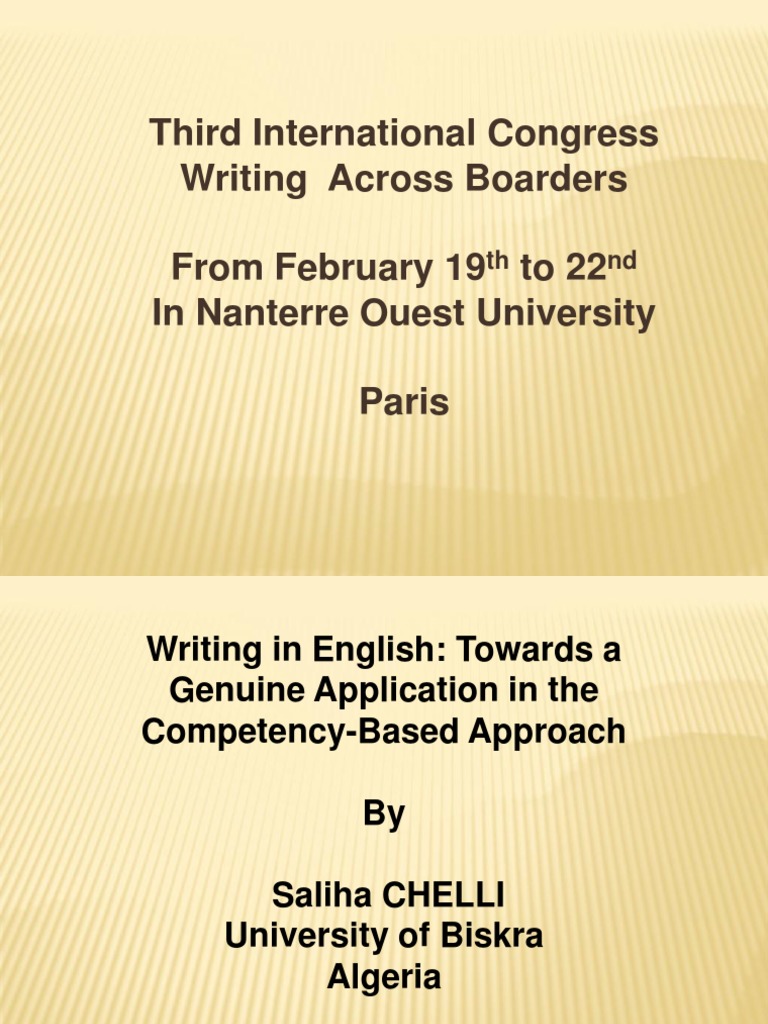 Third International Congress Writing Across Boarders From February 19 ...