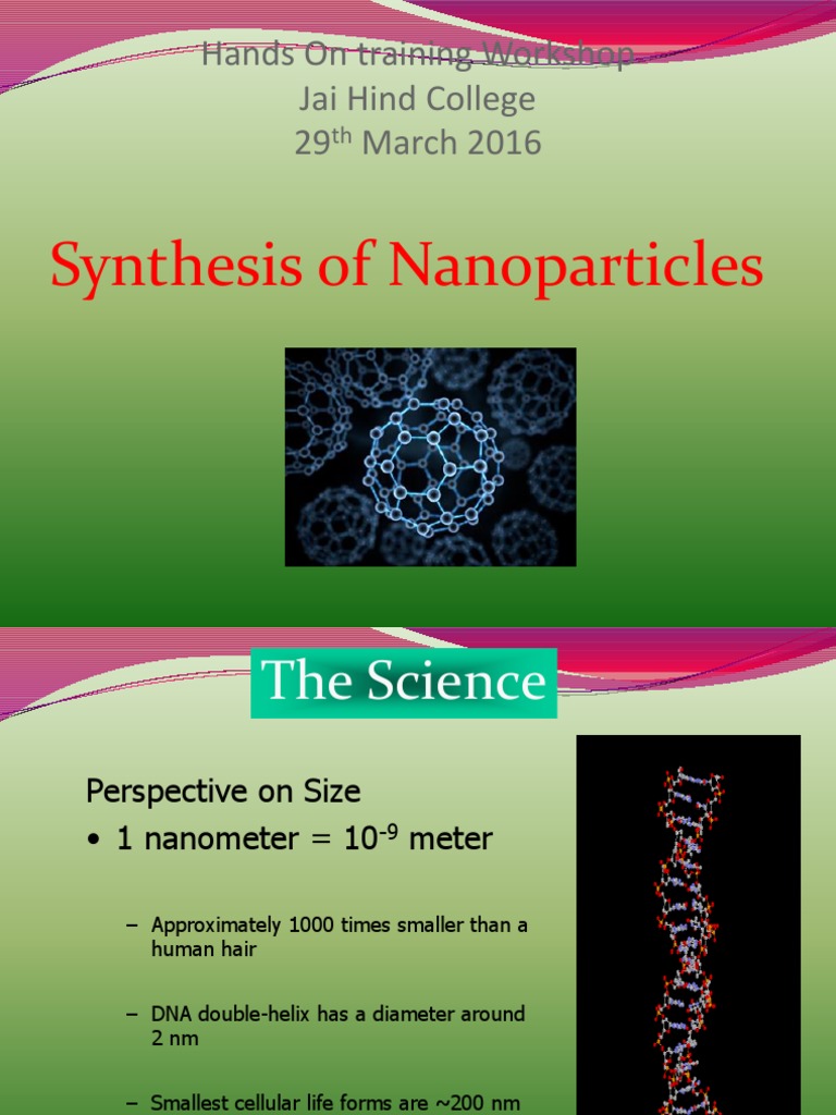 Synthesis of Nanoparticles: Hands On Training Workshop Jai Hind College 29 March 2016 | PDF ...