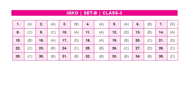 Class 3 IGKO Set-B Answer Key | PDF