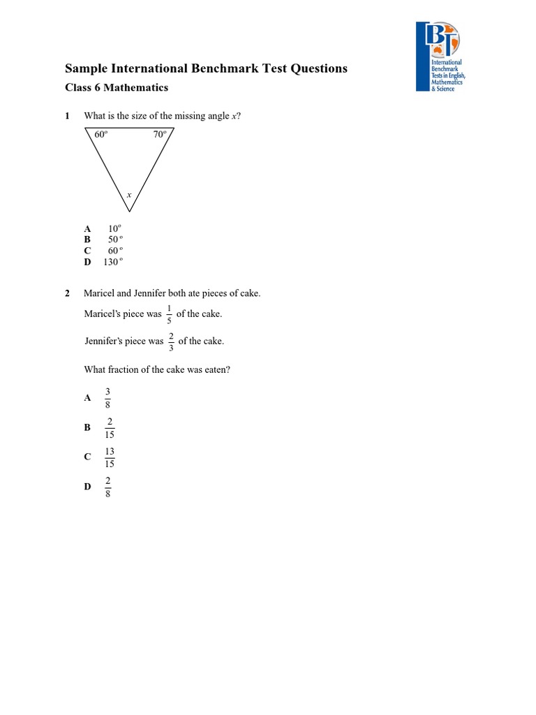 Class 6 Maths Benchmark Test Samples | PDF