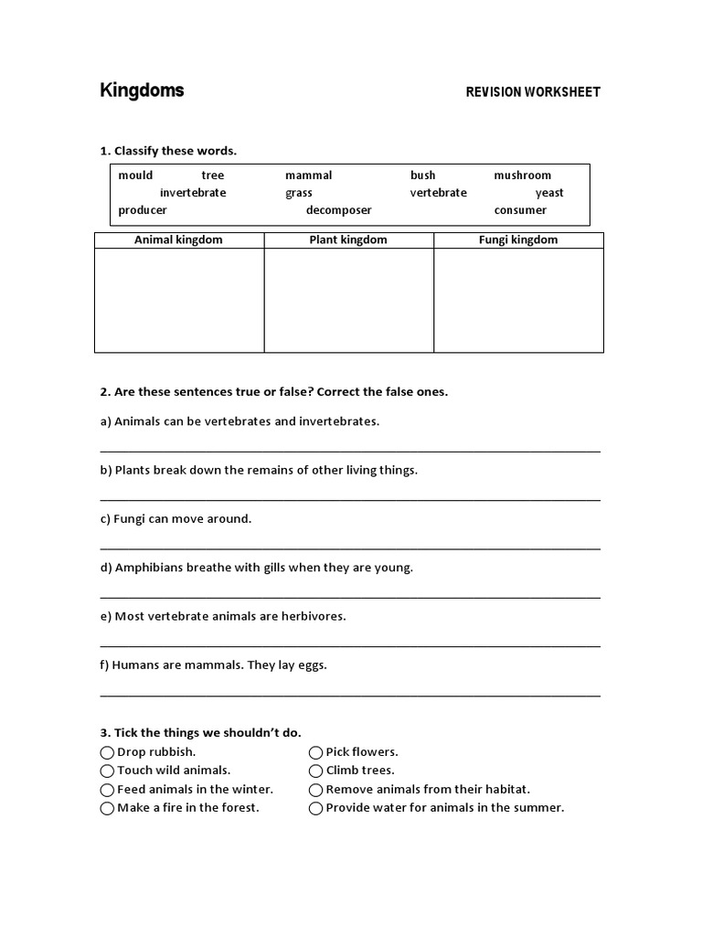 Natural Science - 4 Primaria - Unit 1 | PDF | Mammals | Fungus