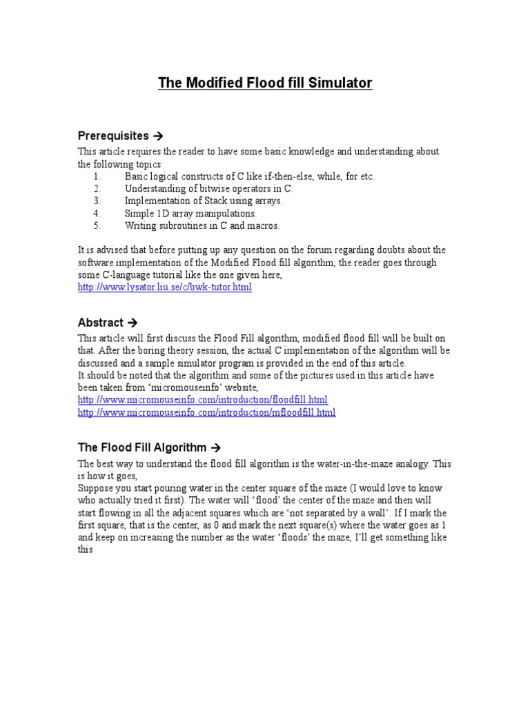 The Modified Flood Fill Simulator | PDF | Algorithms | C (Programming Language)