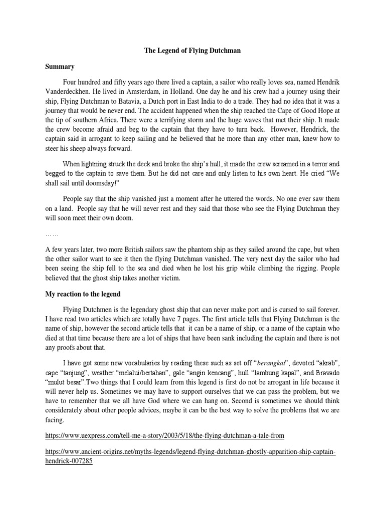 The Legend of Flying Dutchman | PDF | Ships | Water Transport
