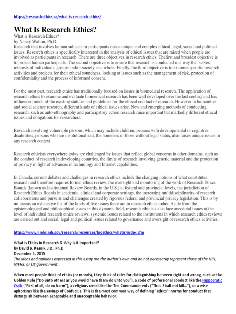 What Is Research Ethics? | PDF | Morality | Value (Ethics)