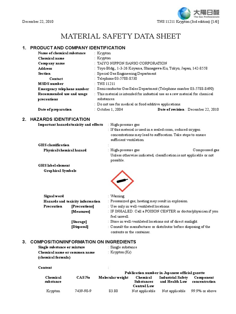 MSDS KR (English) PDF | PDF | Dangerous Goods | Firefighting