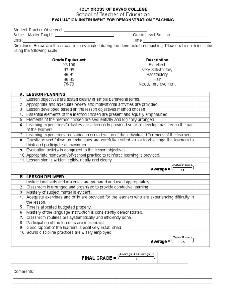 Classroom Observation ES | PDF | Learning | Teachers